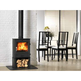 FP5W-4 Wide Multifuel Stove with Chunky Square Door